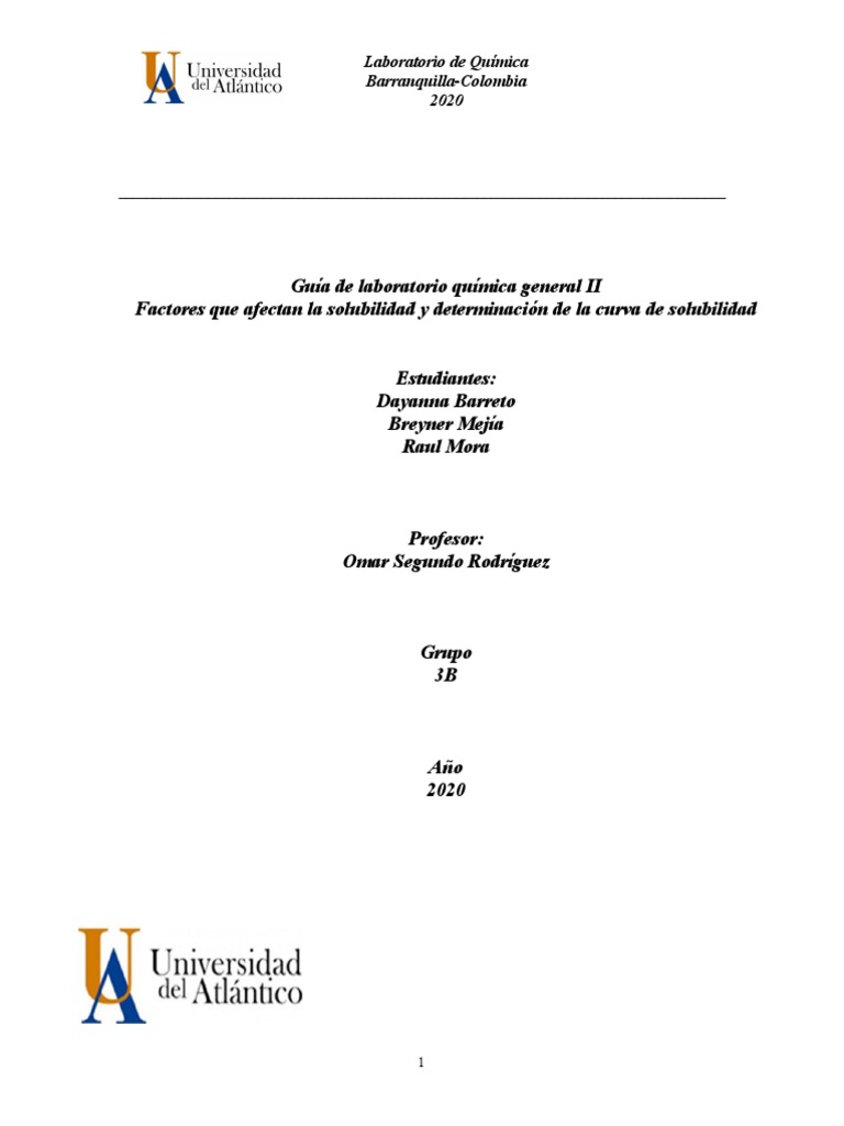 Guia Lab Exp3 | Descargar gratis PDF | Solubilidad | Concentración