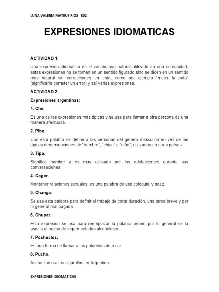 Expresiones Idiomaticas Clases De Inglés/español/portugués Online