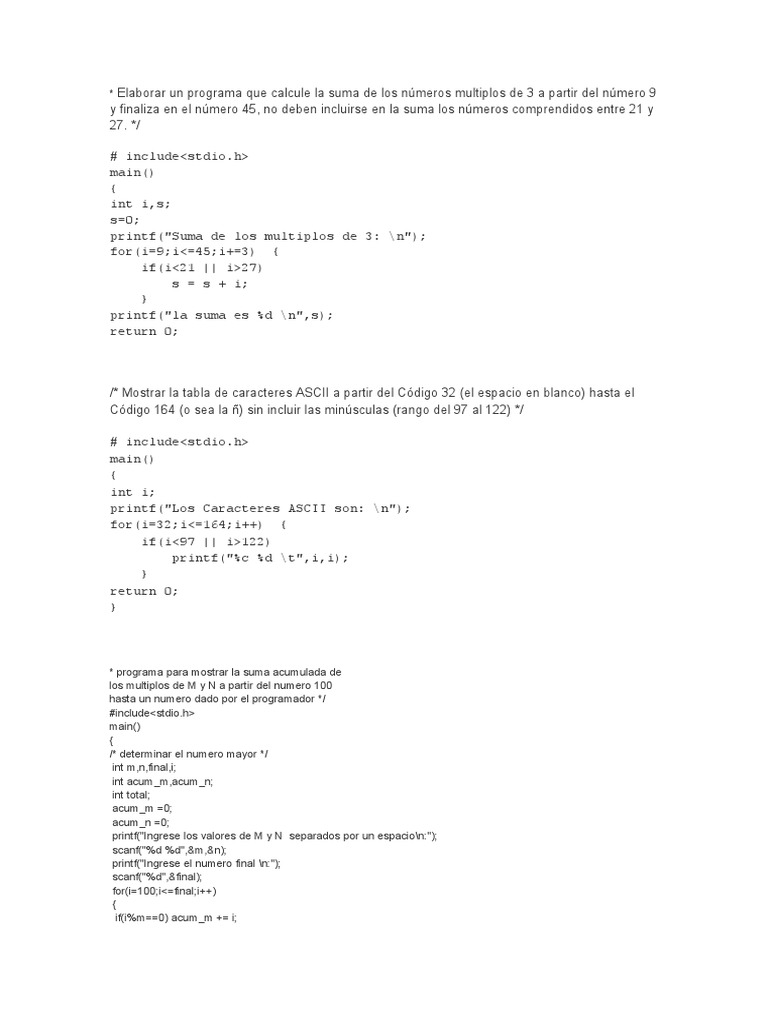 Elaborar Un Programa Que Calcule La Suma de Los Números Multiplos de 3 ...