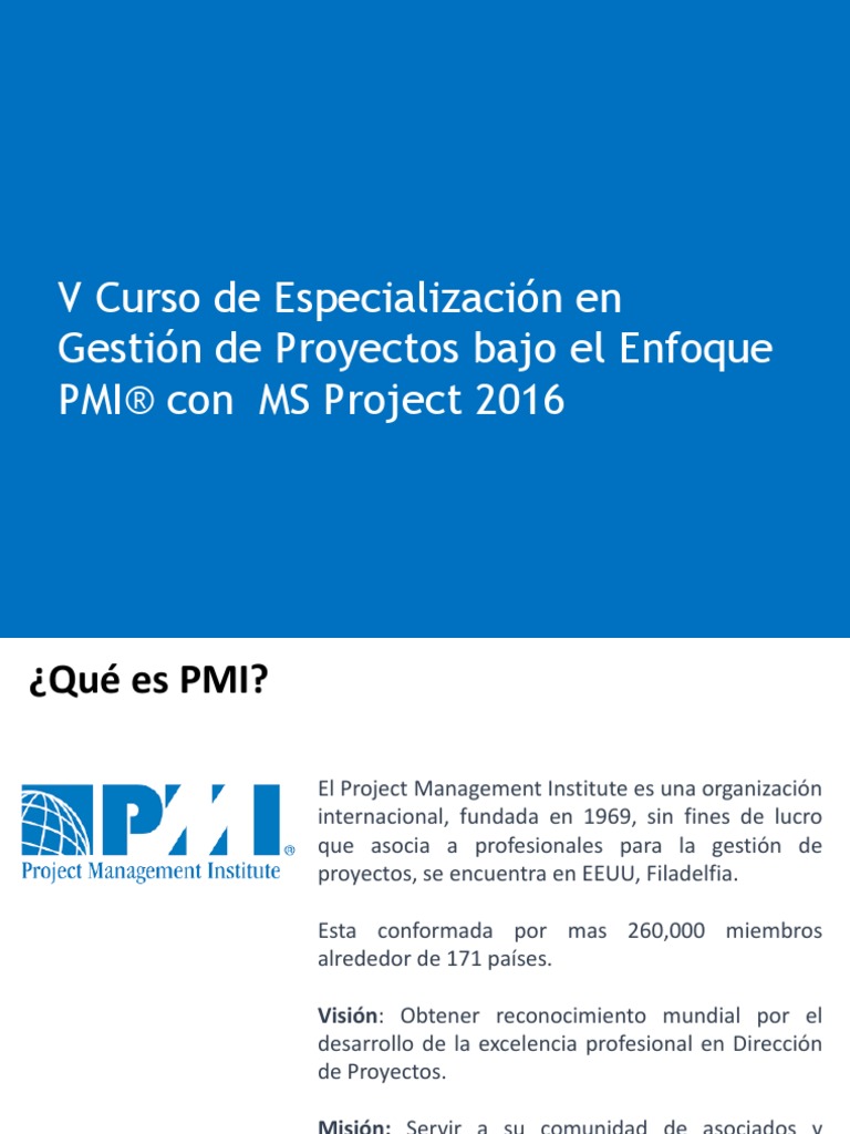 Gestion De Proyectos Bajo El Enfoque Del Pmi Usando Msproject 2013