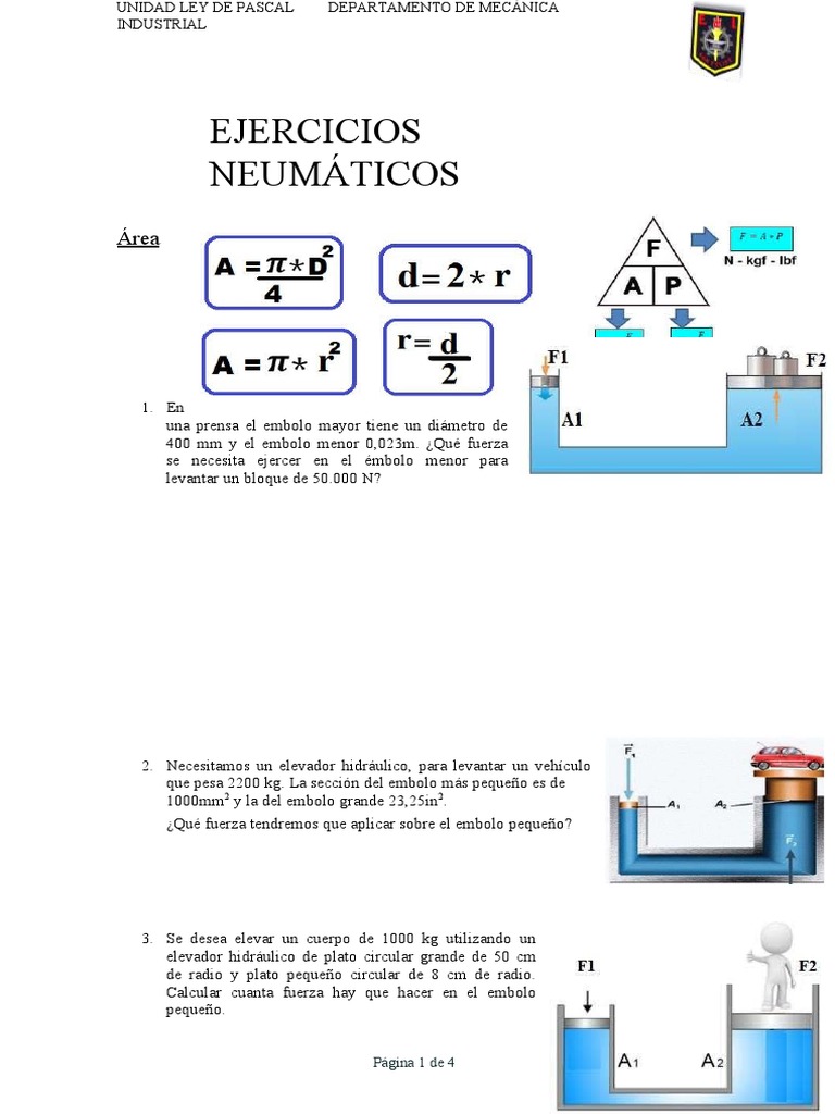 Guia Ejercicios Ley de Pascal | PDF