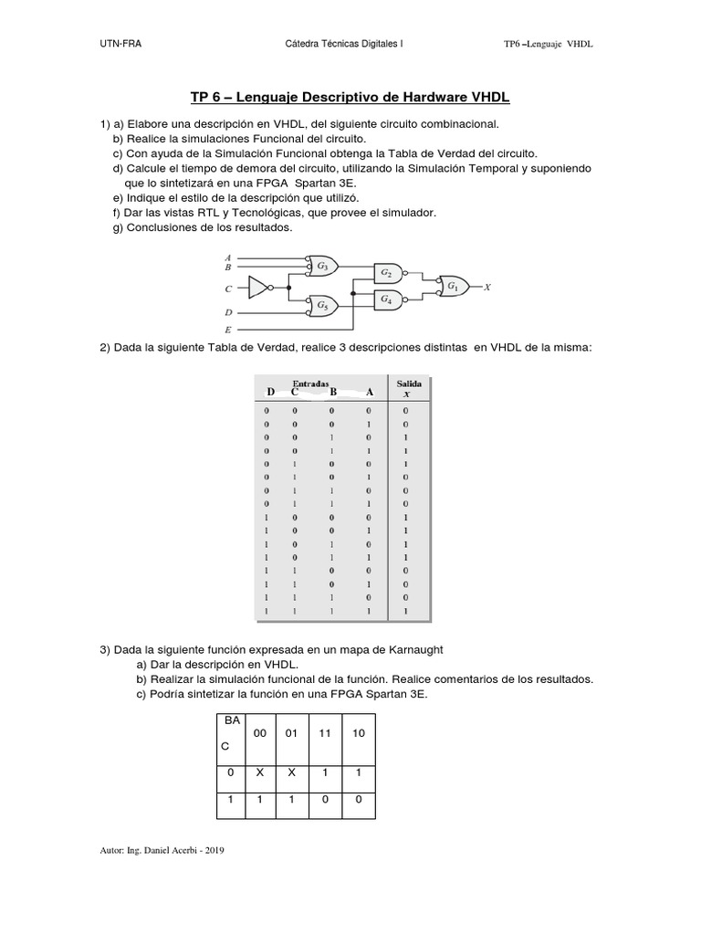 TP06 Descripcion en VHDL Combinacional 2019 | Descargar gratis PDF | Vhdl | Arreglos de ...