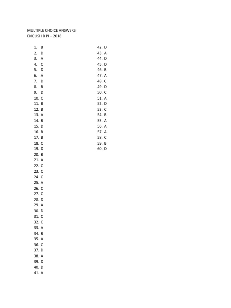2018 English B Paper 1 Answers | PDF