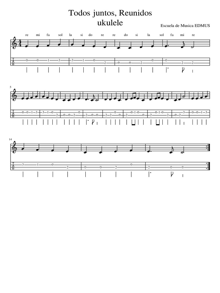 Partitura de Ukulele para Principiantes | PDF | Teoría musical ...