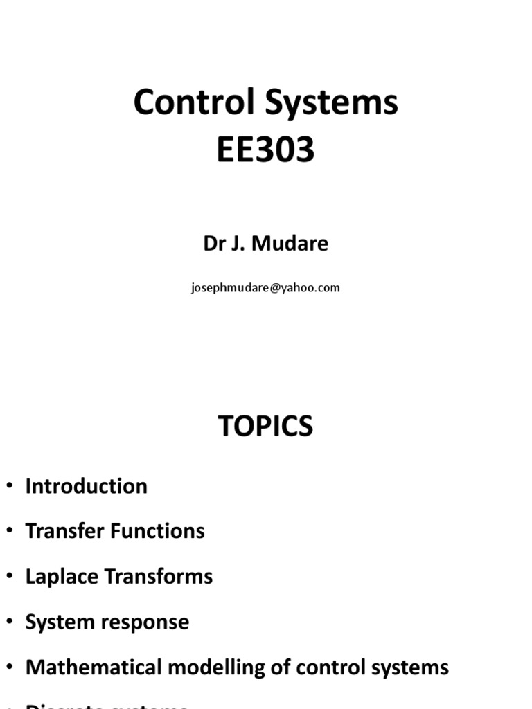 Control Systems Lecture-1 2018 | PDF | Control Theory | Control System