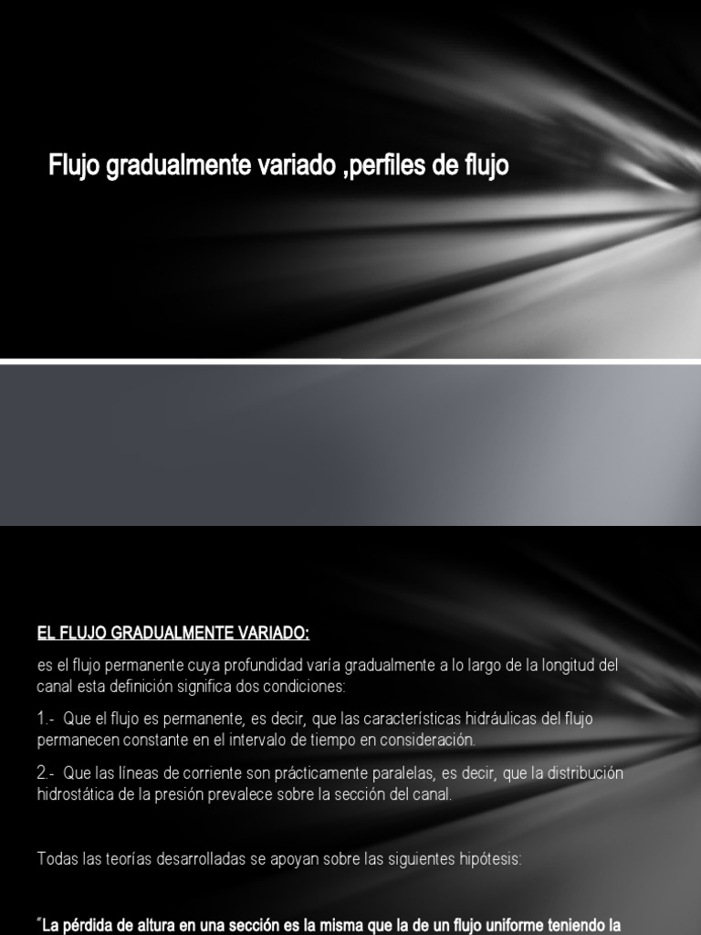 Flujo Gradualmente Variado Perfiles de Flujo | PDF | Pendiente | Ecuaciones