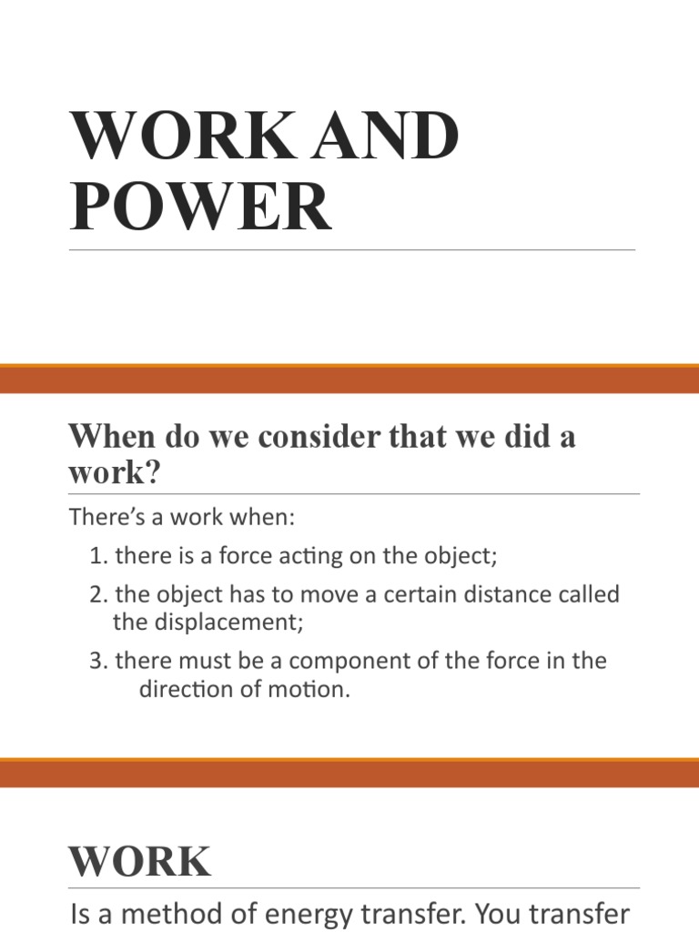 Work and Power | PDF | Power (Physics) | Watt
