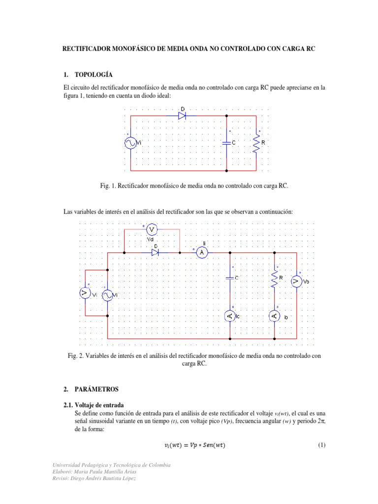 Rectificador Monofásico de Media Onda No Controlado Con Carga RC | PDF | Rectificador ...