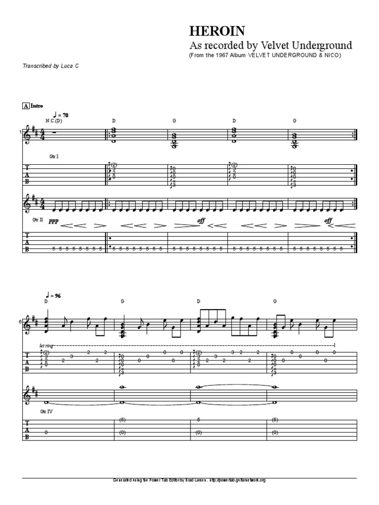 Heroin - Velvet Underground Tabs | PDF