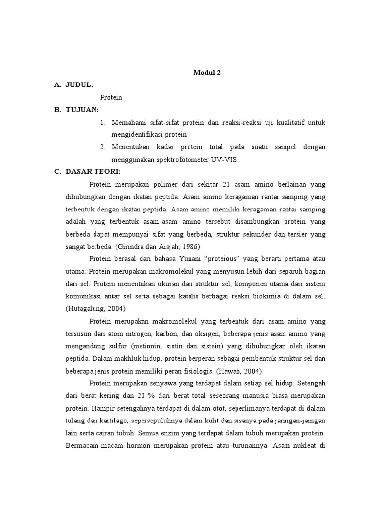 Telaah MODUL 2 PROTEIN (Apriyanto Syawal) | PDF