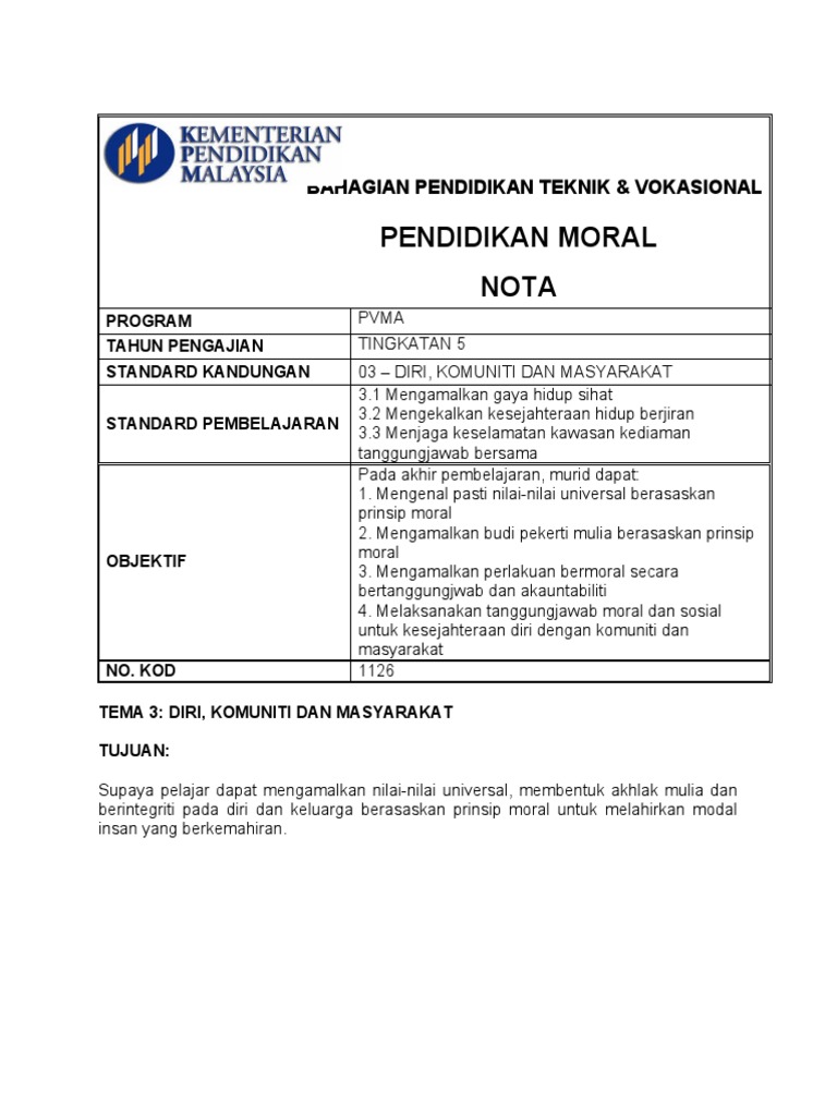 Modul PM Tingkatan 5 Tema 3 (Nota) | PDF