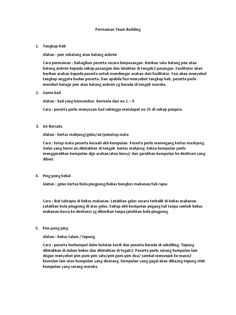 Permainan Team Building | PDF