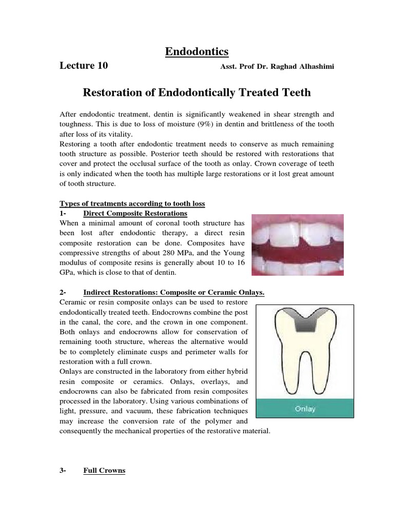 Endodontic Restoration Techniques Guide | PDF | Building Engineering ...