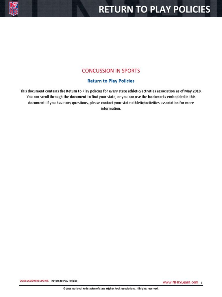 Return To Play Policies PDF | PDF | Concussion | School Psychology