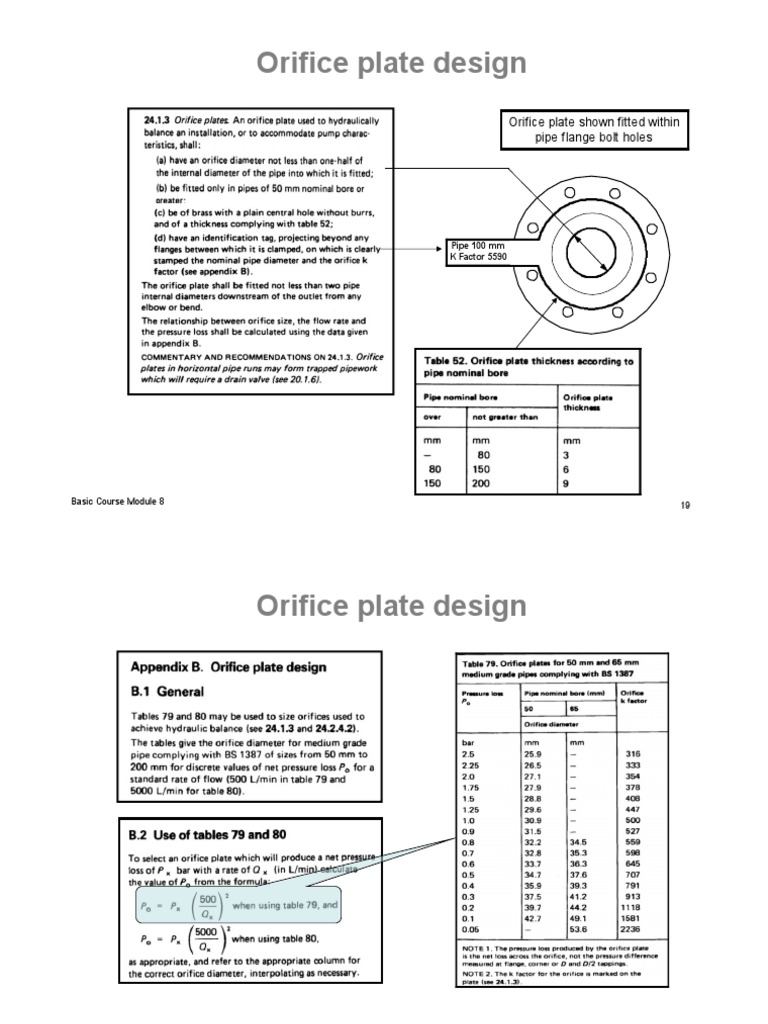 Orifice Plate Design and Calculation Guide | PDF | Engineering ...