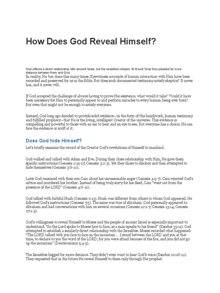 How Does God Reveal Himself? | PDF | Book Of Genesis | Book Of Exodus