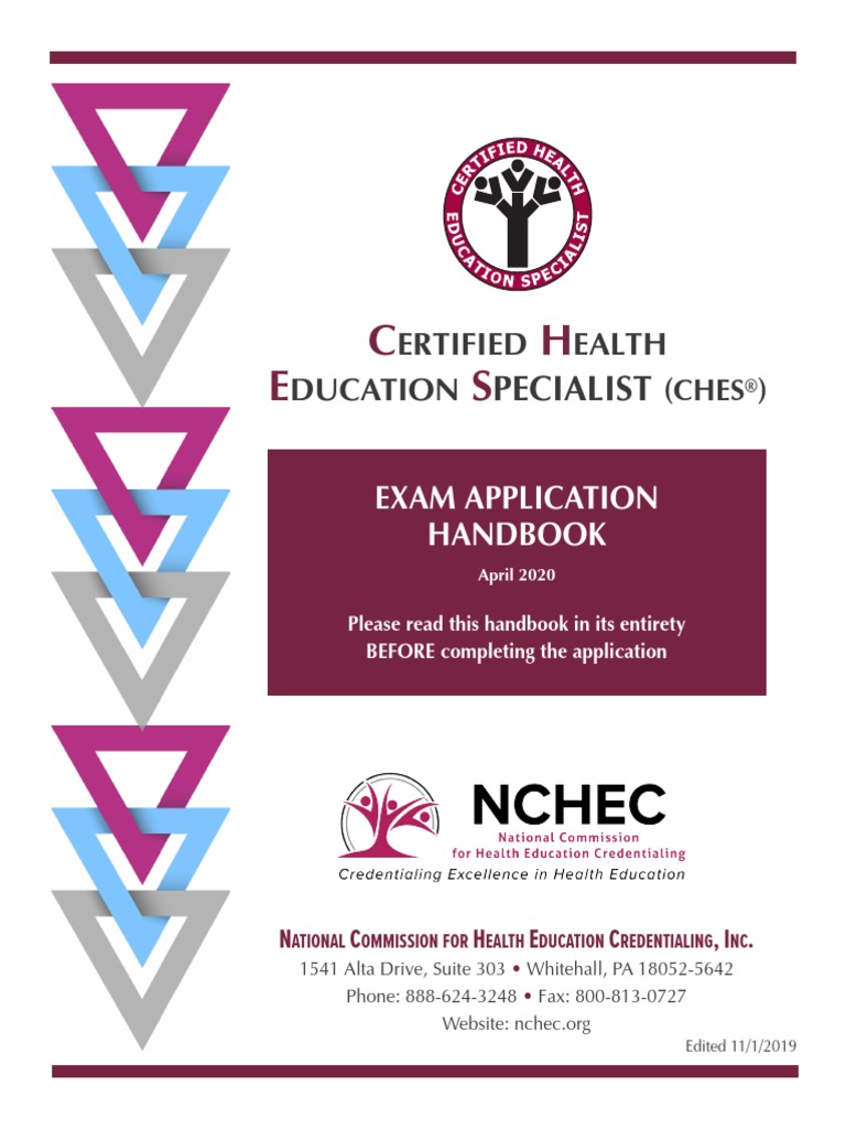Ches Handbook April 2020 PDF | PDF | Health Education | Test (Assessment)