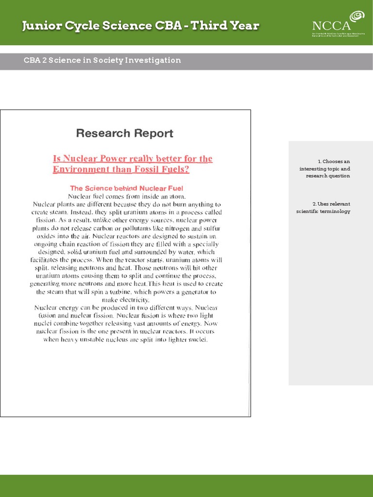 Junior Cycle Science CBA Guide | PDF | Opinion | Science