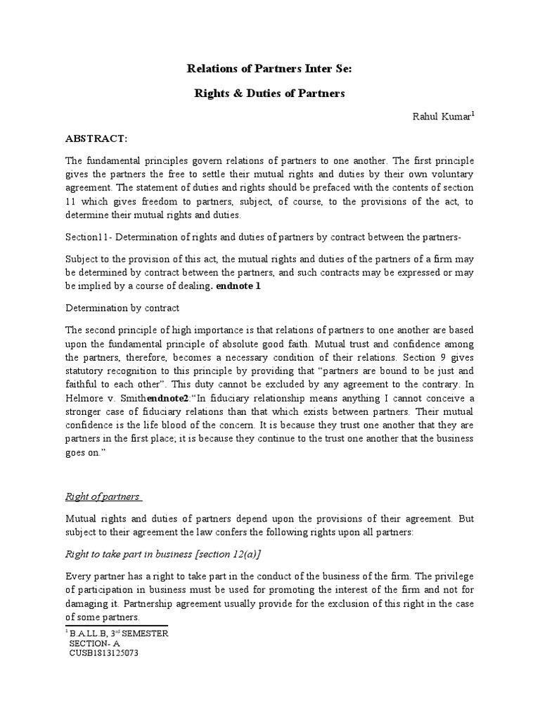 Partners' Rights and Duties Explained | PDF | Negligence | Trustee