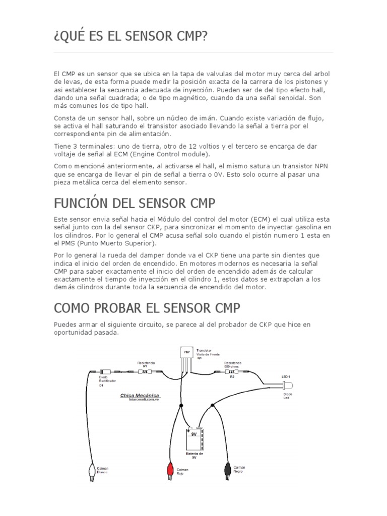 Qué Es El Sensor CMP | PDF | Inyección de combustible | Diodo emisor de luz