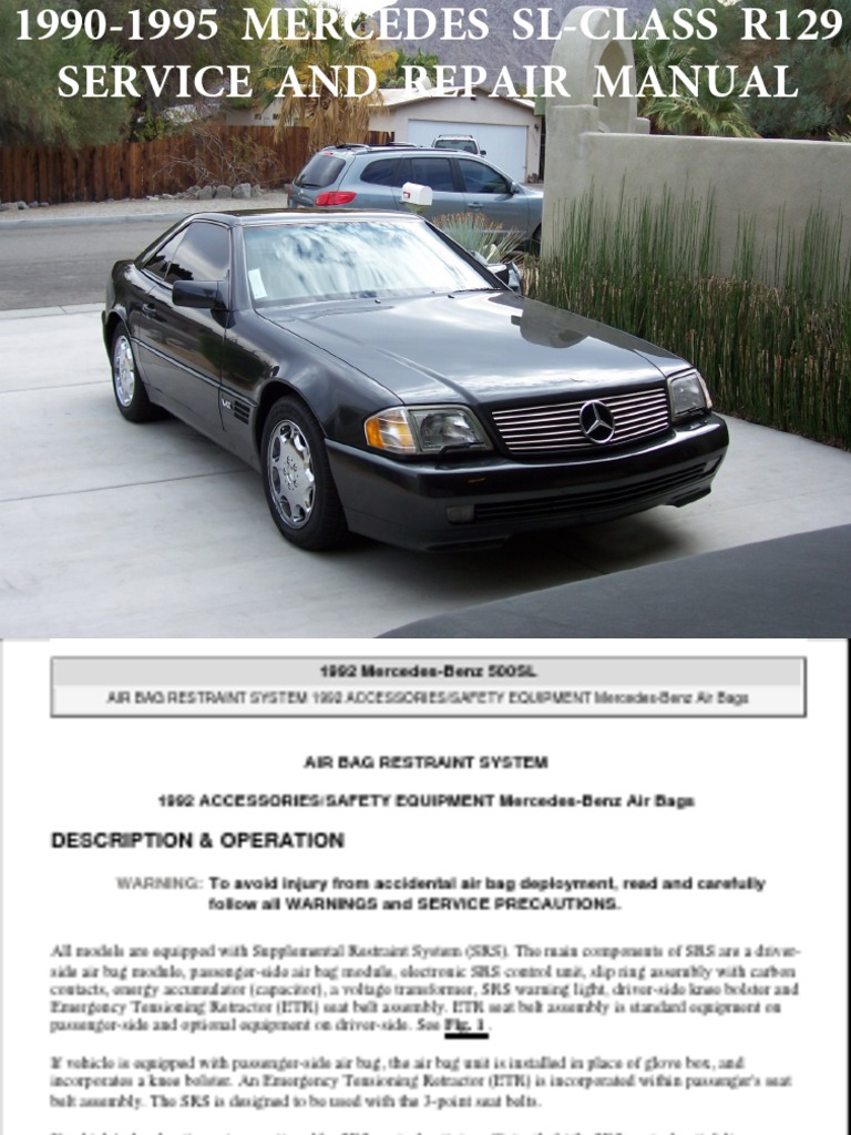 Mercedes SL-Class R129 SRS Manual | PDF | Airbag | Seat Belt