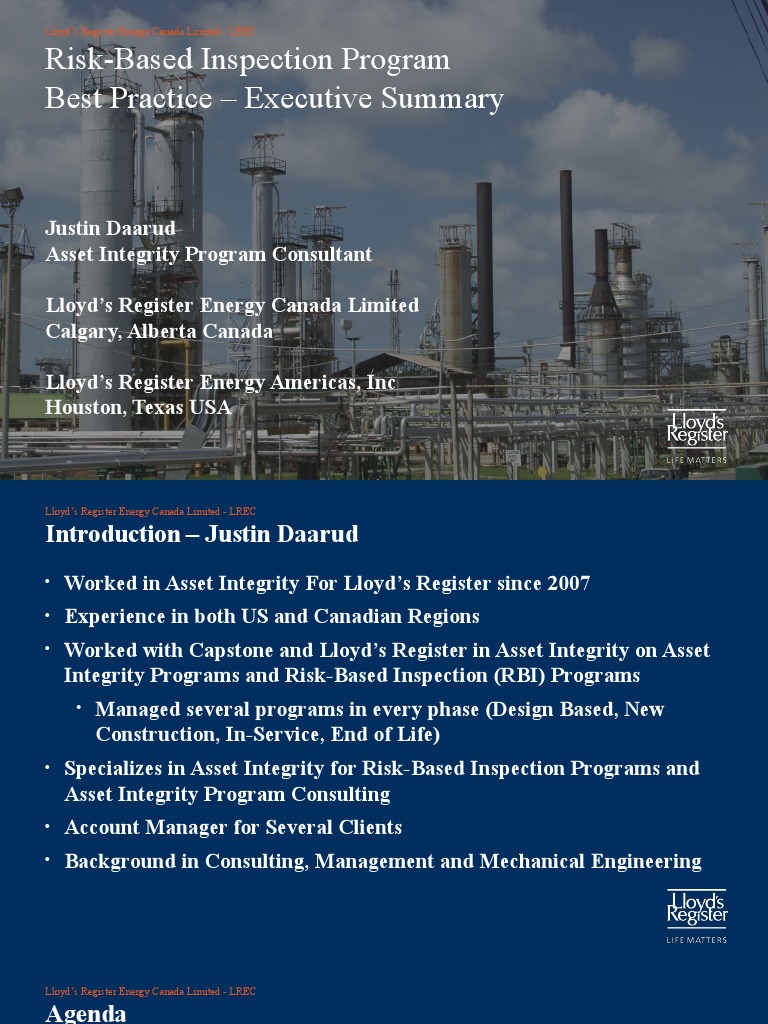 Risk-Based Inspection Program Best Practice - Executive Summary ...