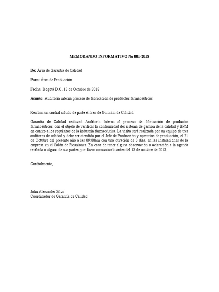 Memorando Informativo | PDF