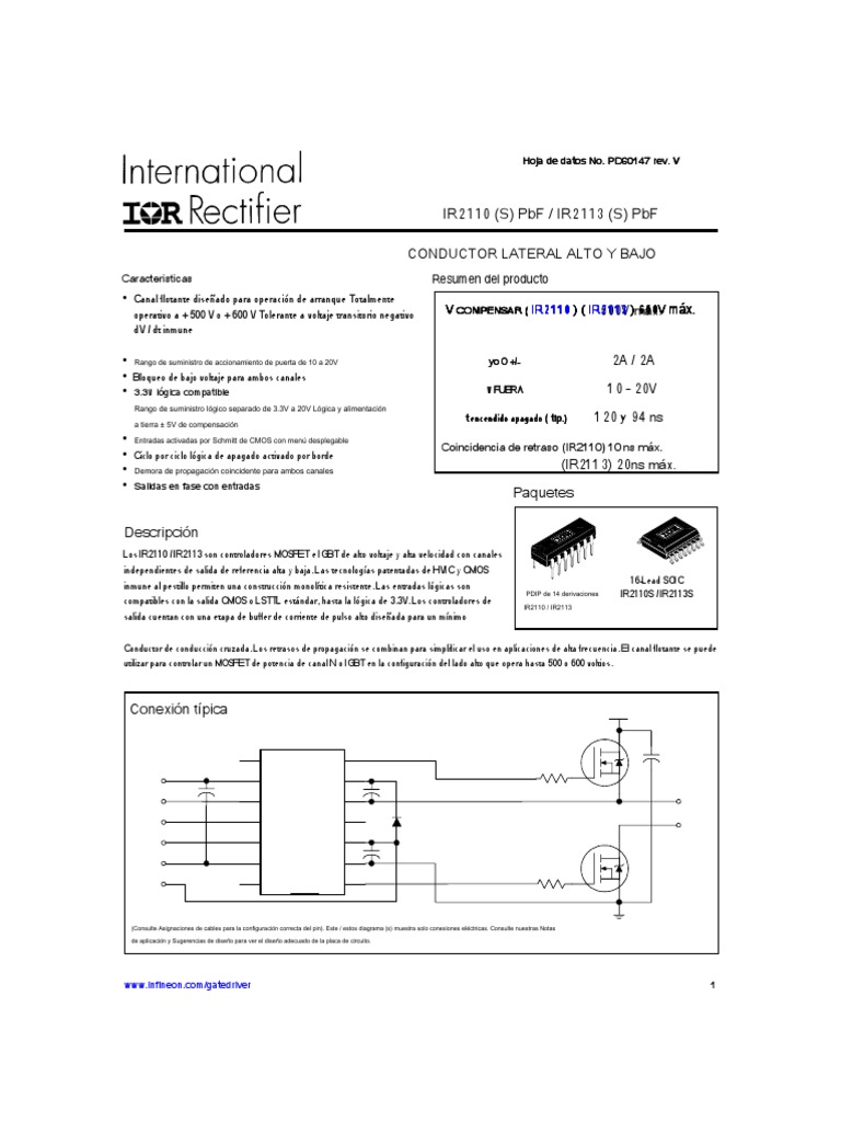 Infineon IR2110 DataSheet v01 - 00 EN 1731327.en - Es | PDF | Cmos ...