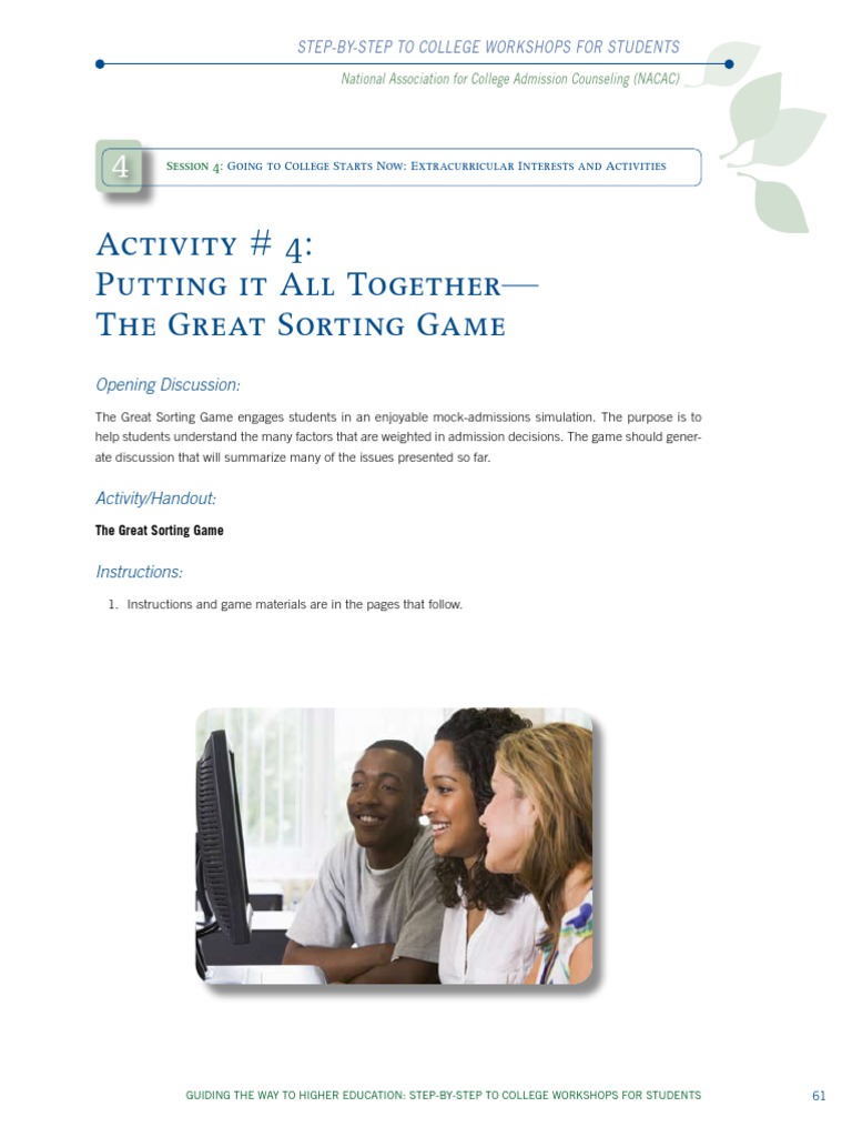 Activity # 4: Putting It All Together - The Great Sorting Game | PDF ...