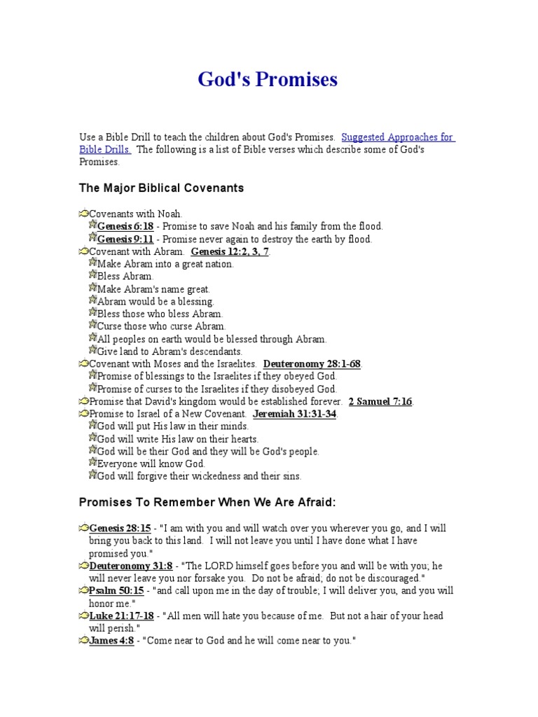 God's Promises: The Major Biblical Covenants | PDF | Covenant (Biblical ...