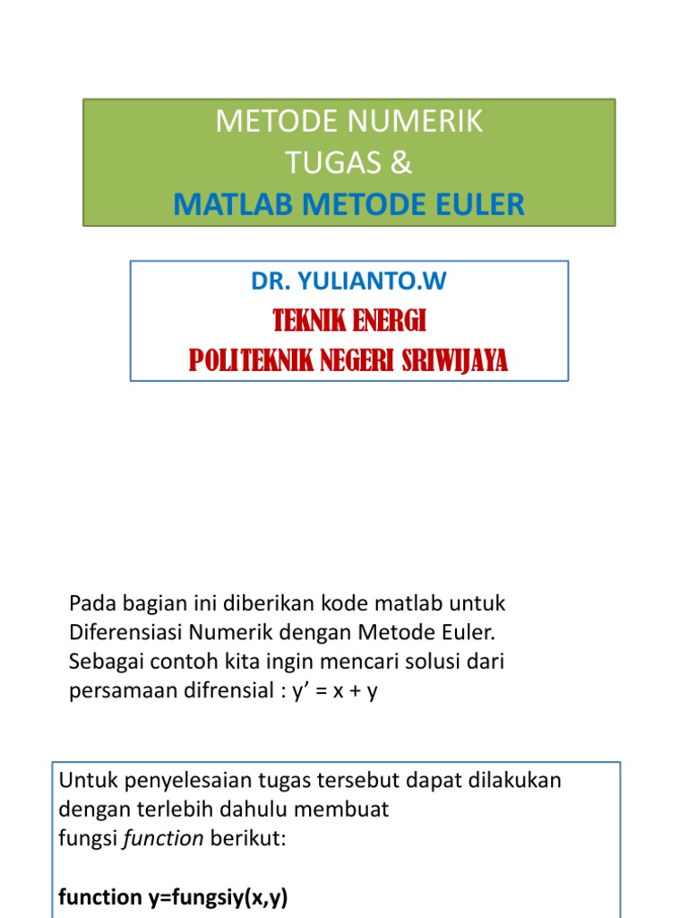 Tugas Metode Euler Matlab | PDF