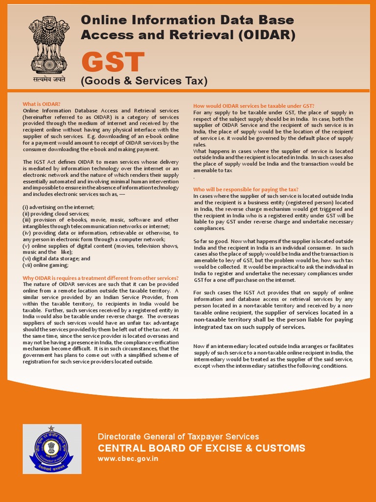 OIDAR Services and GST Taxation | PDF | Finance & Money Management