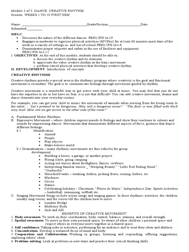 Creative Dance for Kids | PDF | Dances | Rhythm