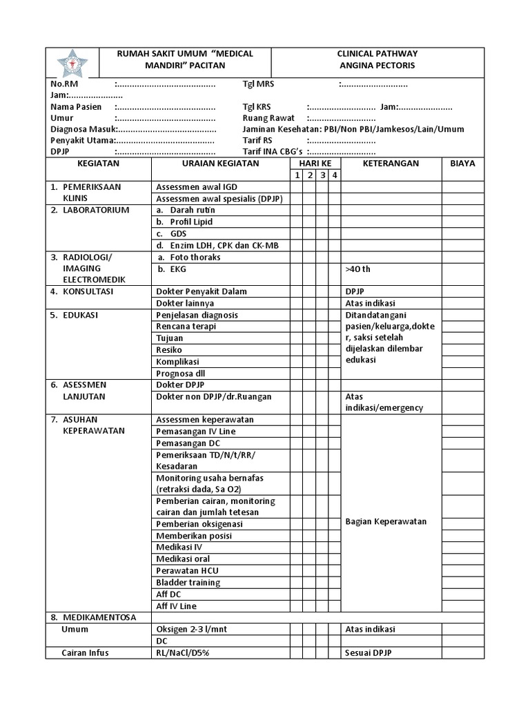 Klinikal Pathway Angina Pektoris | PDF