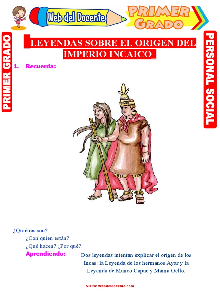 Leyendas Sobre El Origen Del Imperio Incaico para Primer Grado de ...