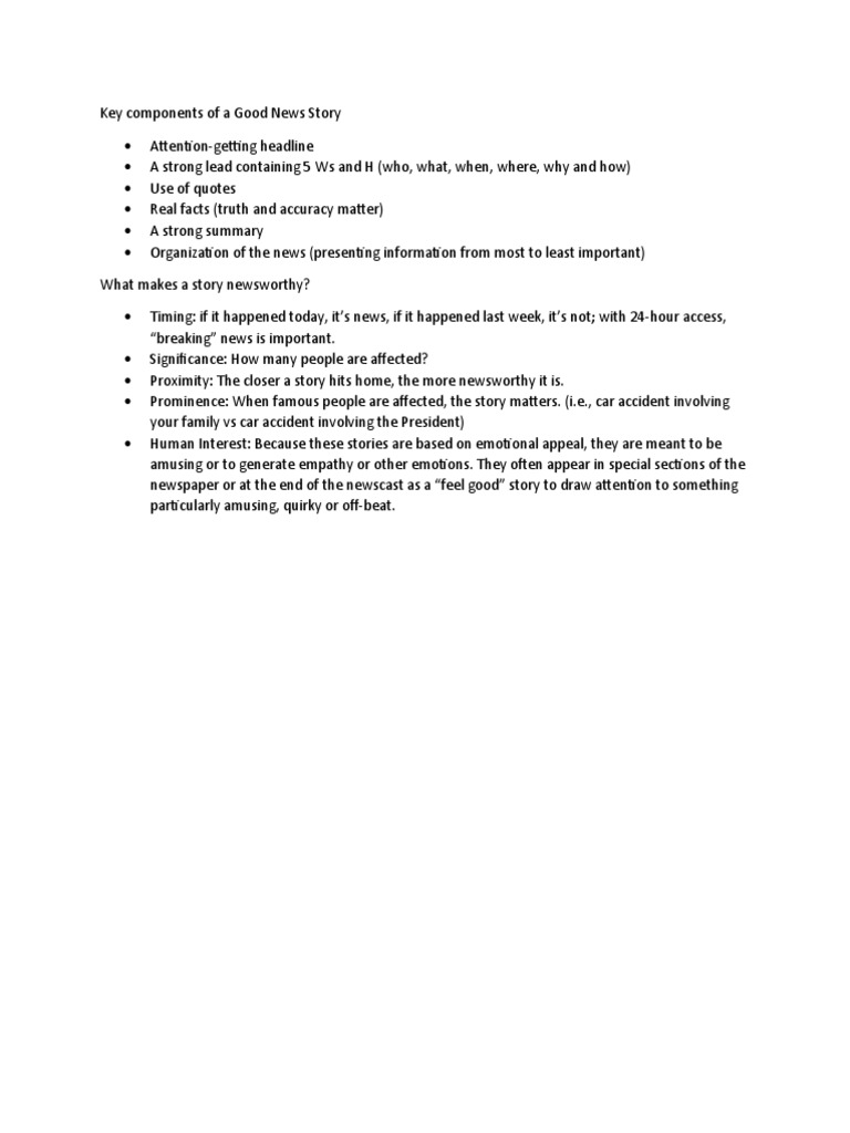 Key Components of A Good News Story | PDF
