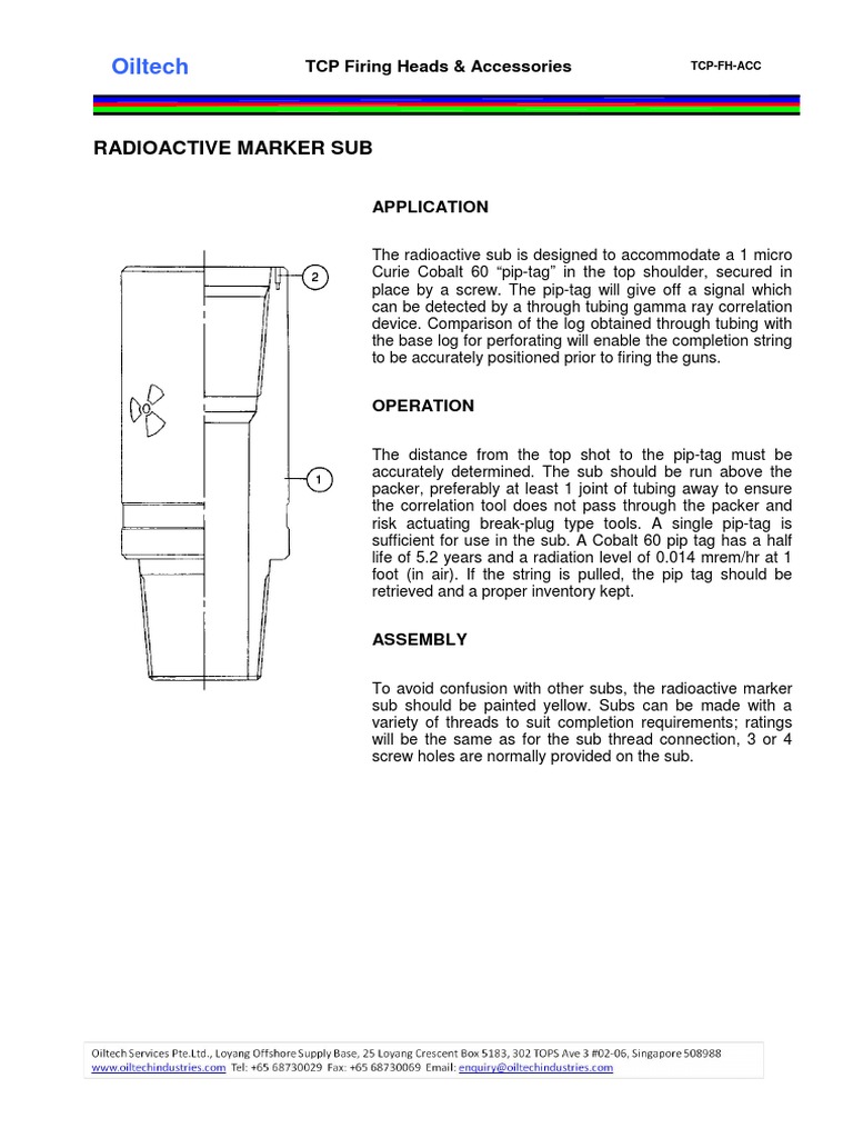Radioactive Marker Sub for TCP | PDF | Radiation | Nuclear Physics