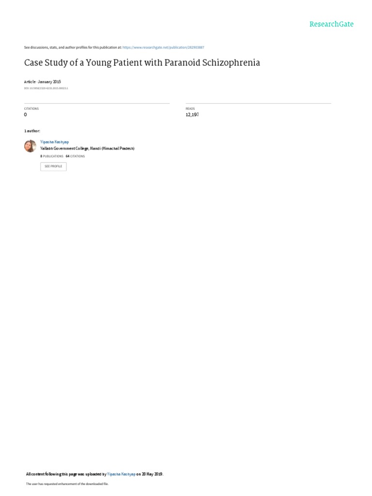 Case Study of A Young Patient With Paranoid Schizophrenia: January 2015 ...