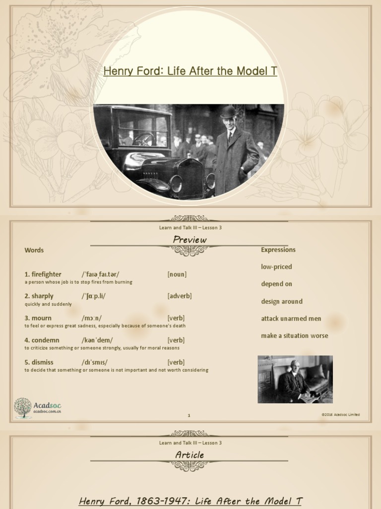 Henry Ford Life After The Model T | PDF | Ford Motor Company | Verb