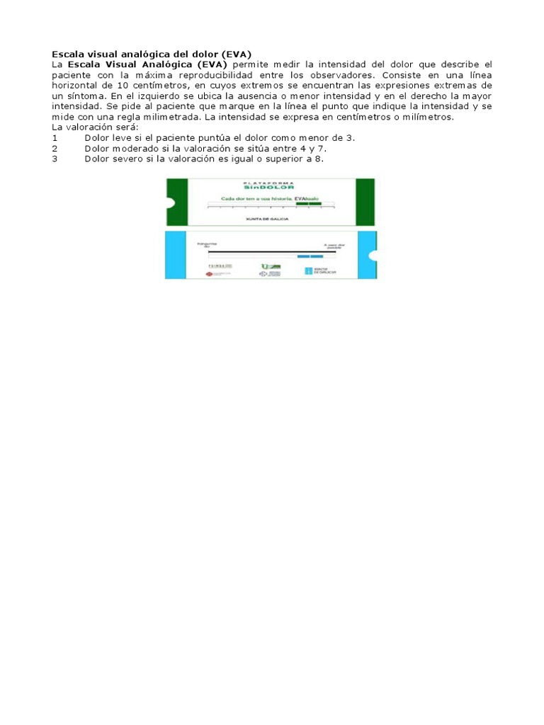 Escala Visual Analógica del Dolor (EVA) | PDF | Ciencia y matemáticas ...