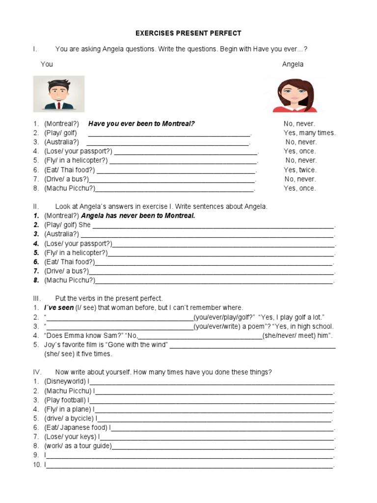 Exercises Present Perfect (English Ii) | PDF | Morphology | Grammar