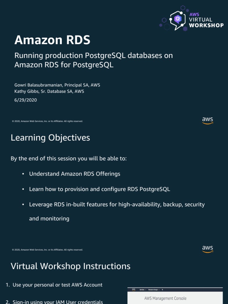 Running Production Postgresql Databases On Amazon Rds For Postgresql Pdf Postgre Sql
