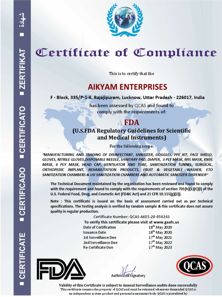 FDA Sample | PDF | Food And Drug Administration | Medical Device