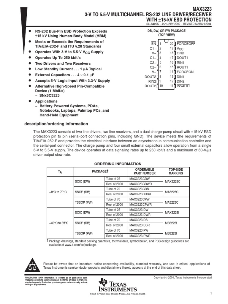 Max3223 Microprocesador | PDF | Electrical Engineering | Electronics