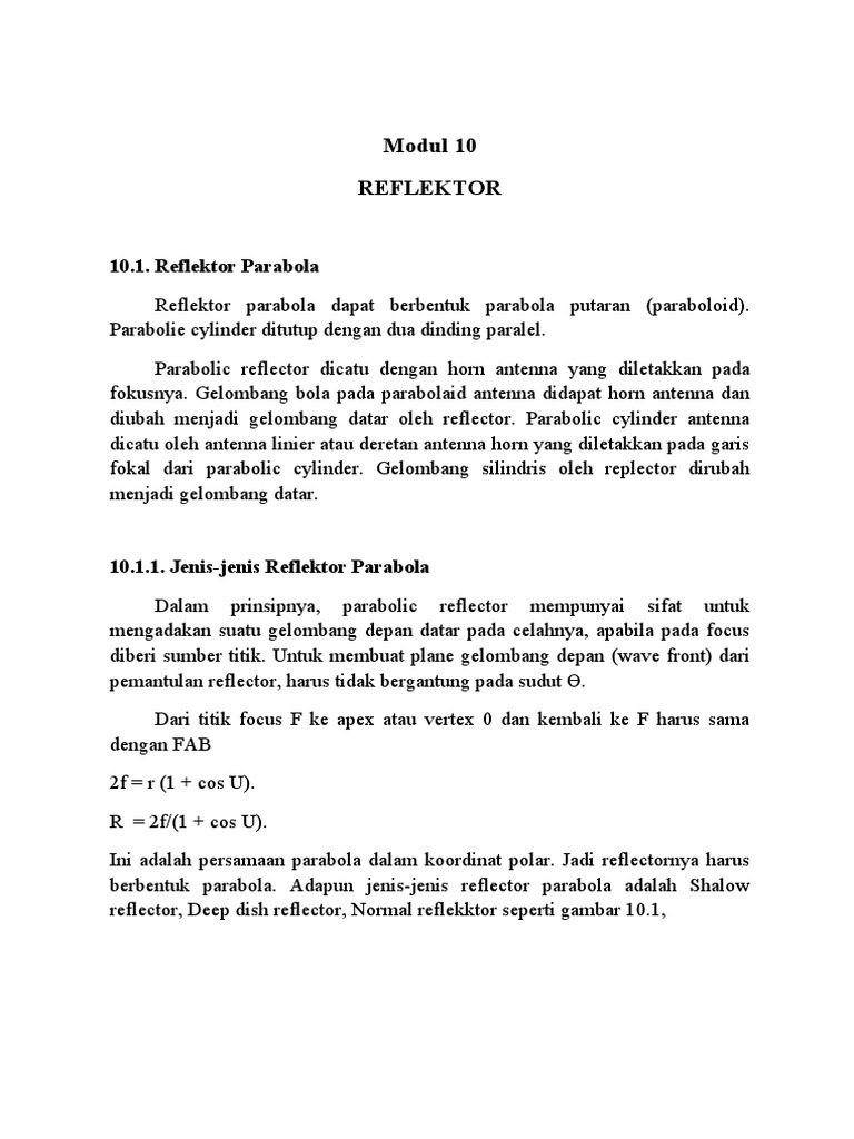 Jenis dan Fungsi Reflektor Parabola | PDF | Sains & Matematika ...