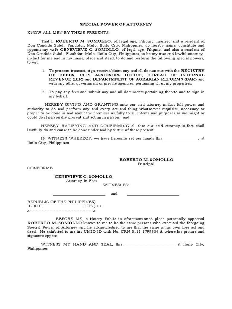 Spa Bir, Rod, Assessor's, Dar | PDF | Power Of Attorney | Virtue