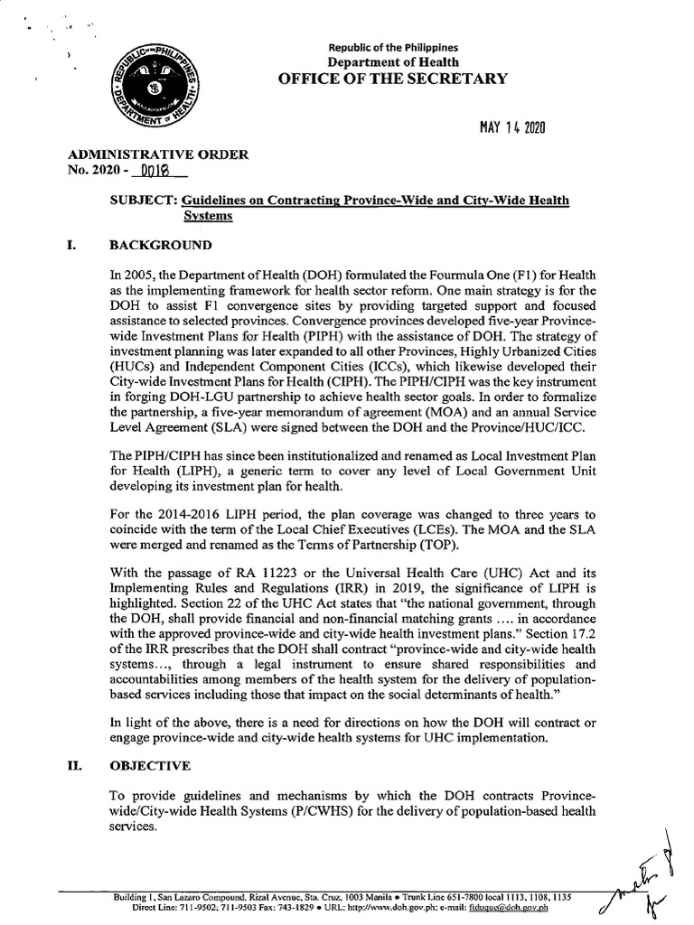 Ao2020-0018 Guidelines On Contracting Province-Wide and City-Wide ...