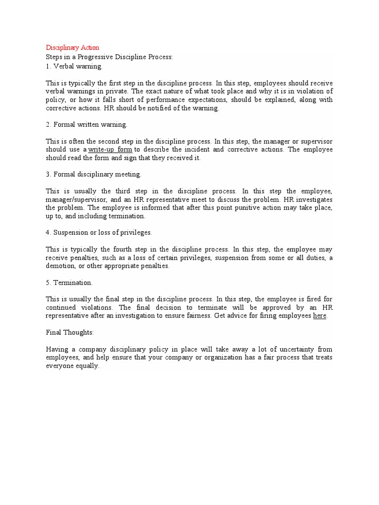 Disciplinary Action On Employees | PDF