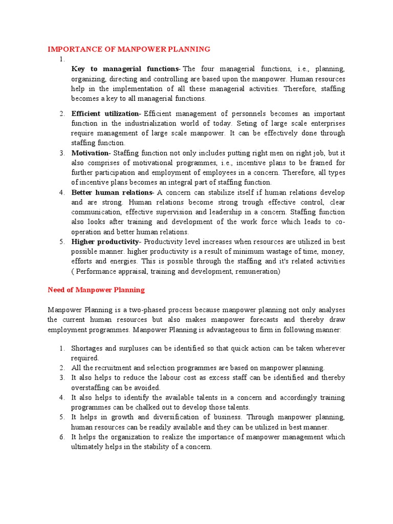 Significance of Manpower Planning | PDF | Human Resources | Employment