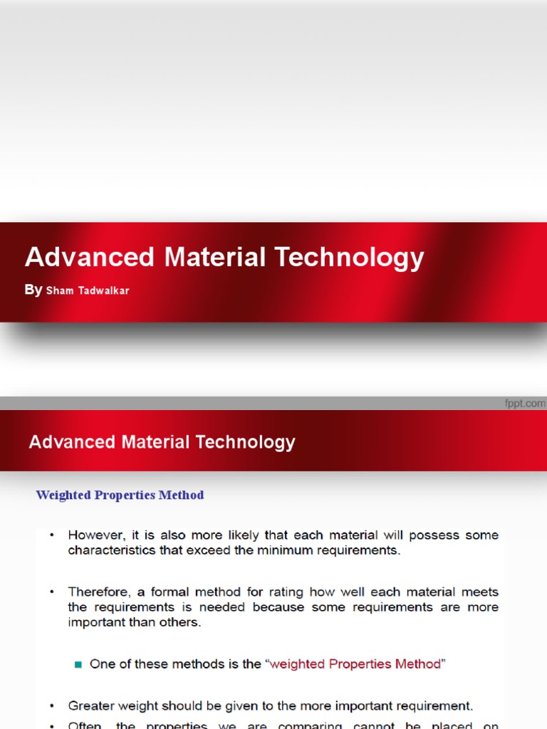 Advanced Material Technology: Sham Tadwalkar | PDF